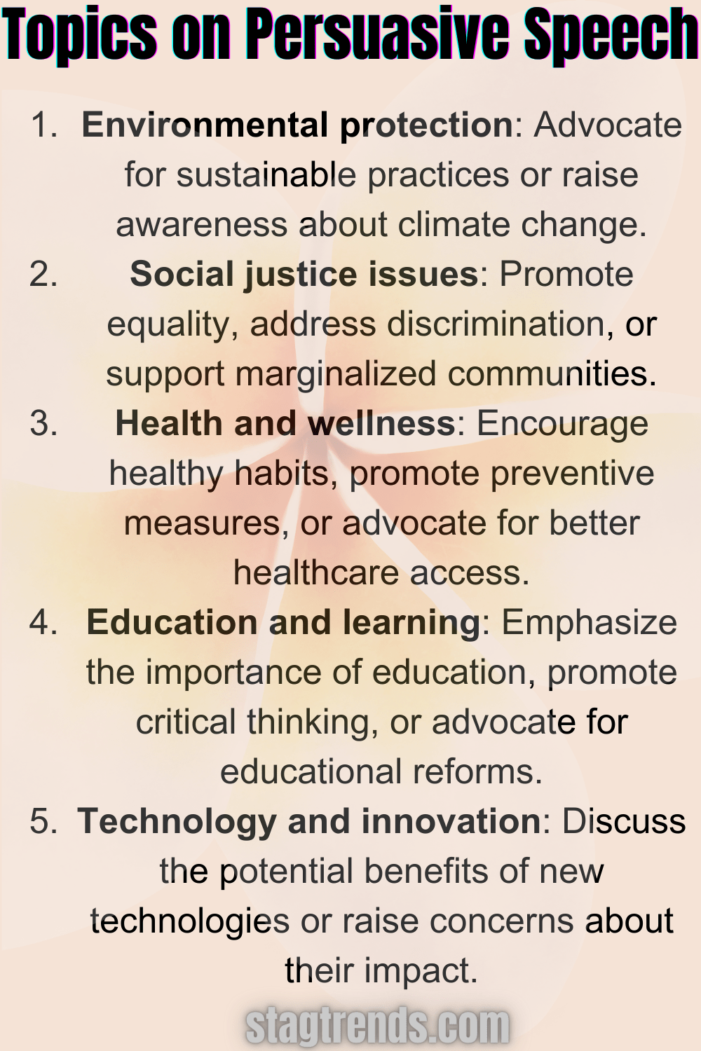 Topics on Persuasive Speech, Persuasive Speech Policy