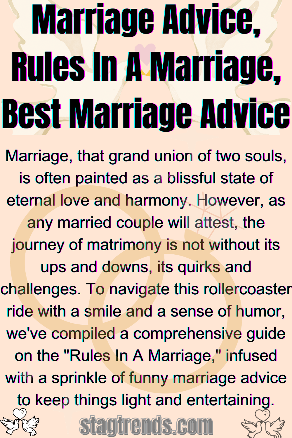 Marriage Advice, Rules In A Marriage, Best Marriage Advice