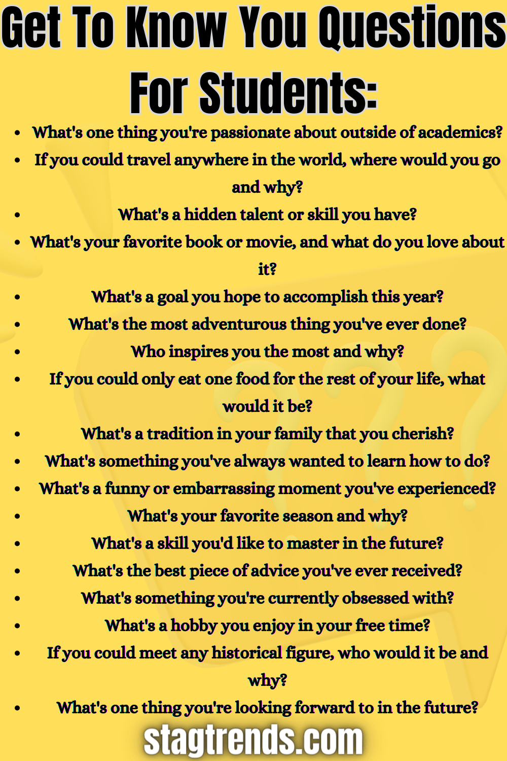 Get To Know You Questions For Students