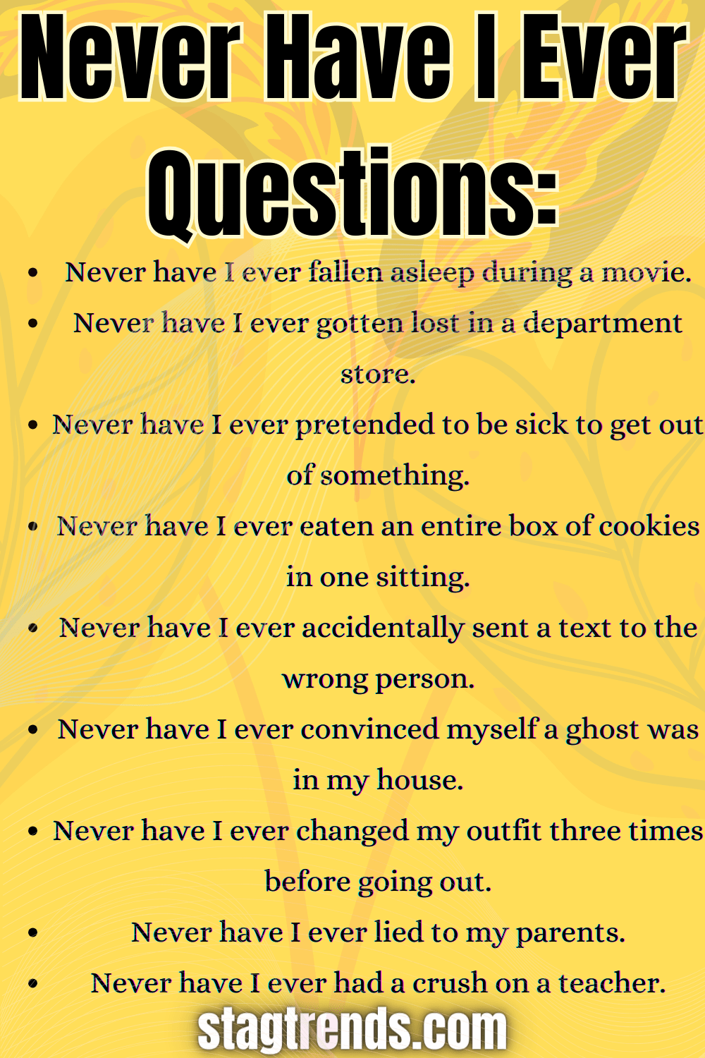 Never Have I Ever Questions, Never Have I Ever Rules